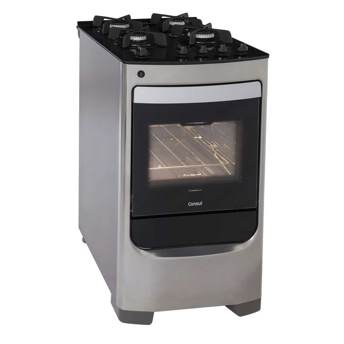 Fogão 4 Bocas Consul CFO4VAR com Mesa em Vidro - Inox - Consul