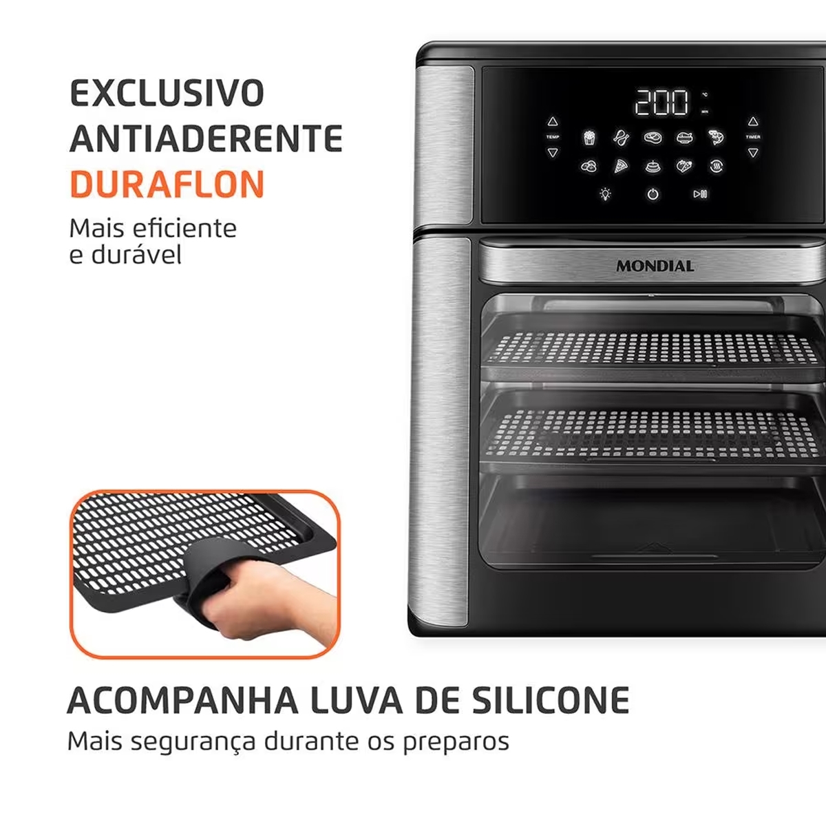 Fritadeira Elétrica sem Óleo/Air Fryer Mondial Forno Oven AFON-12L-BI ...