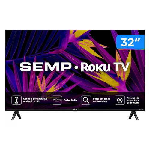 Smart TV 32" HD LED Semp 32R6610 Wi-Fi 3 HDMI 1 USB - Roku - Semp tcl